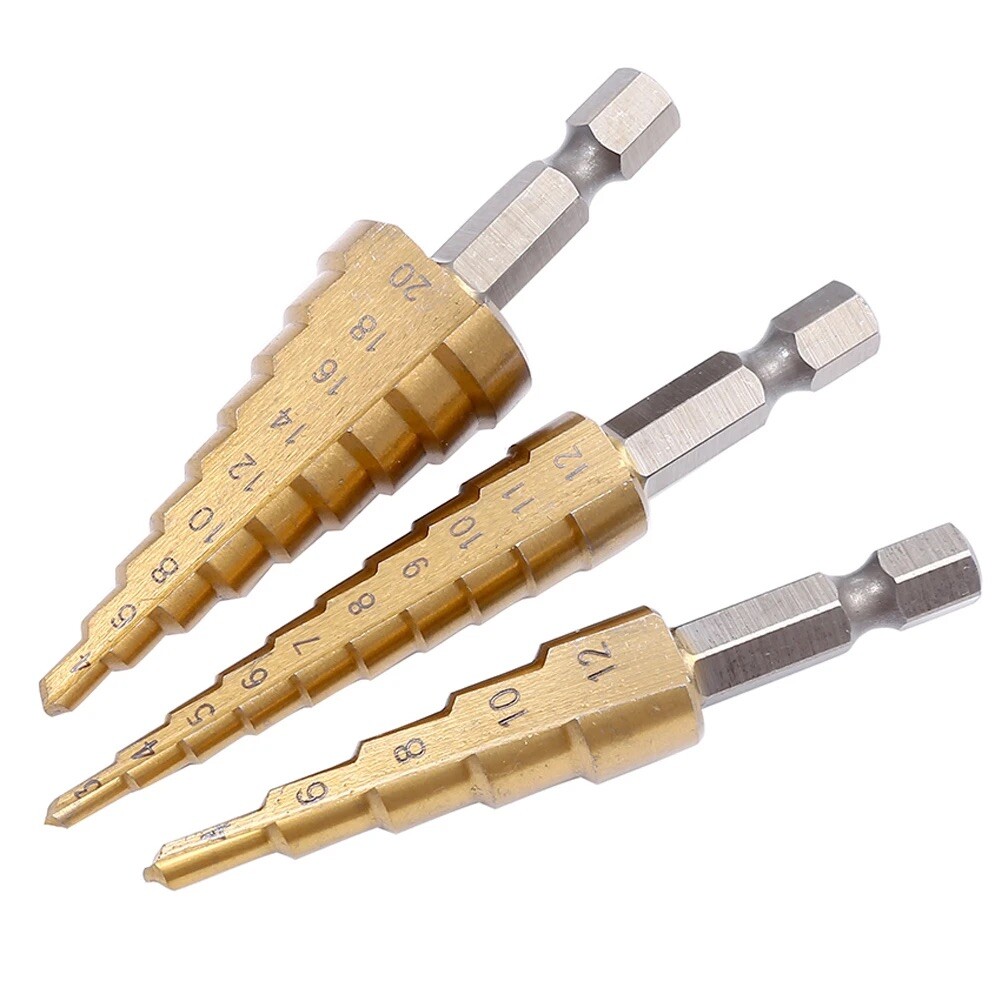 Step Drill HSS Steel Titanium Coated Stepped Drill Bit 1/4" Shank | eBay UK