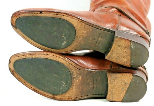 Frye 17-Inch Tall Knee Hi Brown Leather Harness Biker Motorcycle Boots ...