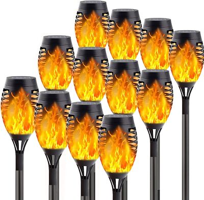 12X Solarleuchte LED Solar Garten Flammen Fackeln Beleuchtung außen ...