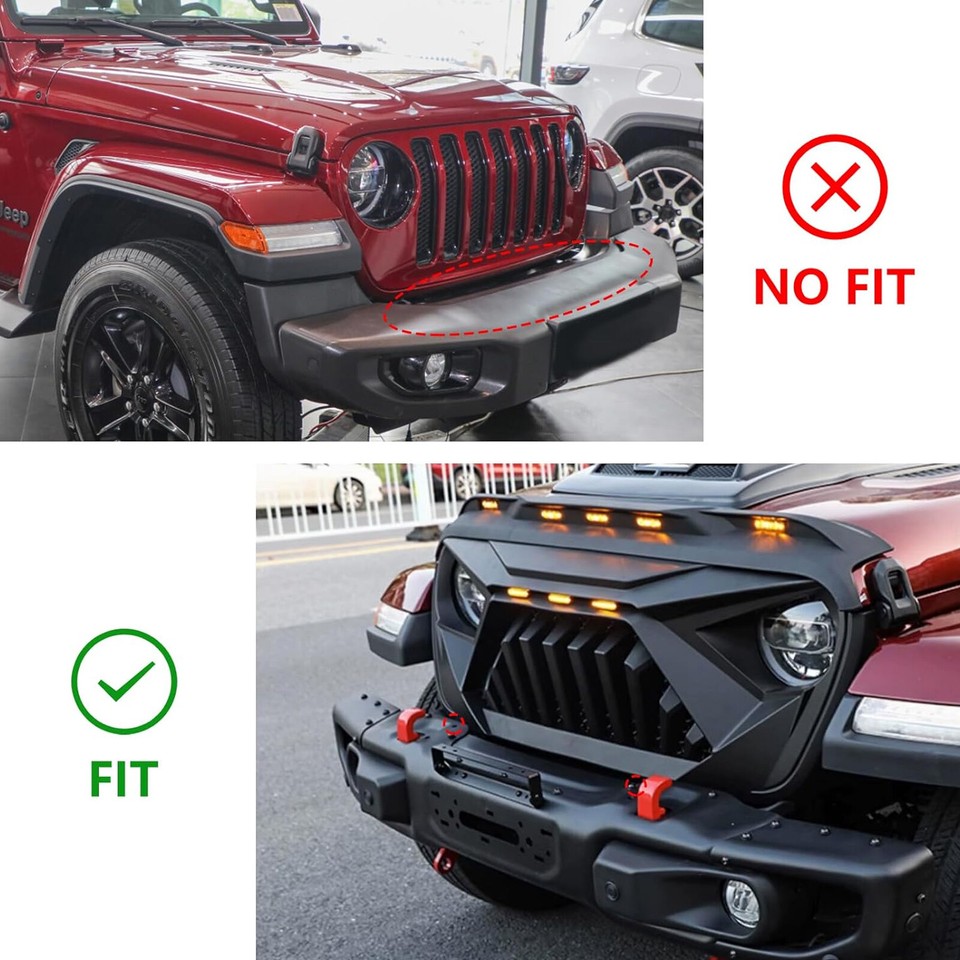Fits Jeep Wrangler Gladiator JL JT 2018-2023 Steel Grille Brush Guard ...