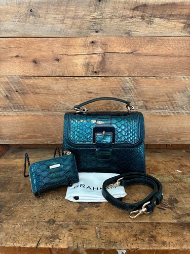 Brahmin Small Hallie Evergreen Kalopsia Leather Satchel & Anita Wallet ...