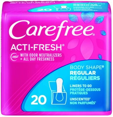 BL Carefree Acti-Fresh Regular 20 Count Liner Unscented(12 Pieces ...