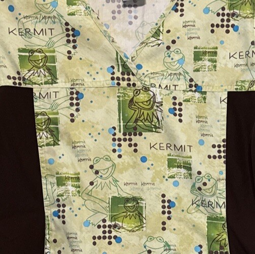 Kermit the frog women’s medical scrubs small short sleeve v neck | eBay