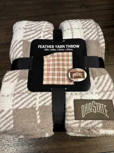 Ohio State Buckeyes NCAA Feather Yarn Throw Blanket 50”x60” Checkered ...