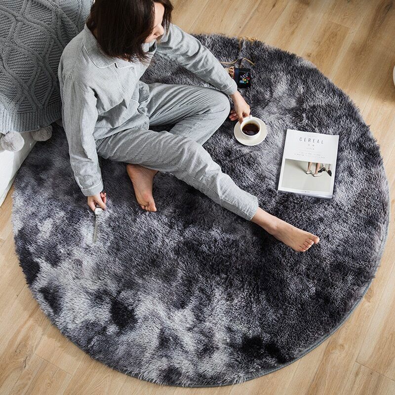 Plush Round Rug Fluffy White Carpets for Living Room Soft Home Decor ...