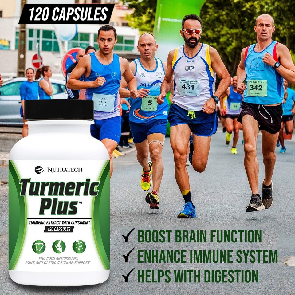Turmeric Plus 120 Capsules -Turmeric Curcumin 95% with Bioperine Black ...