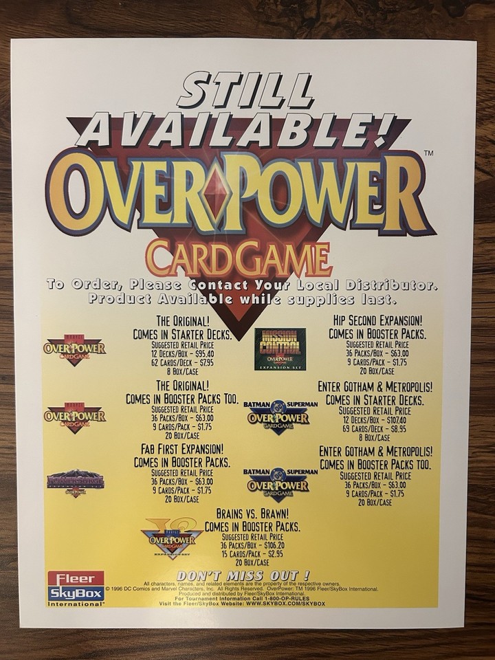 Marvel Overpower Retailer 8x11 CCG Trading Cards Promo Sell Sheet ...