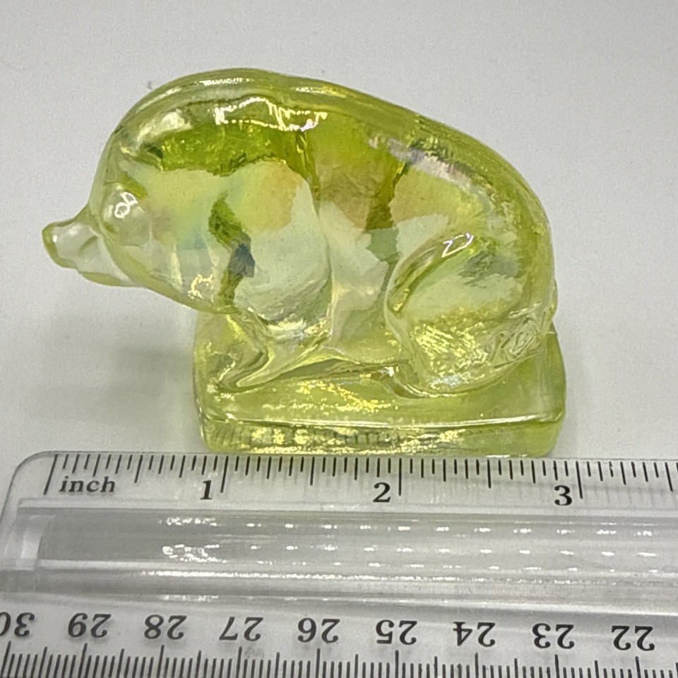 Vintage Boyd Vaseline Glass Suee The Pig In Sunshine Carnival ...