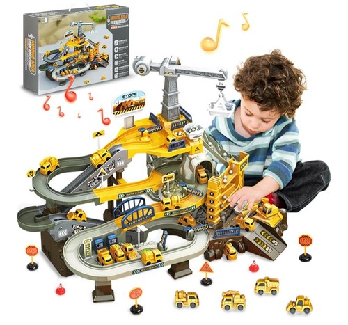 SMIESSKIDDO 68 PCS STEM Construction Race Track Set with Music & Mining ...
