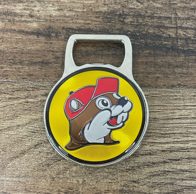 Buc-ee's Logo Magnet Bottle Opener Metal 3" Metallic Yellow Gas Station ...