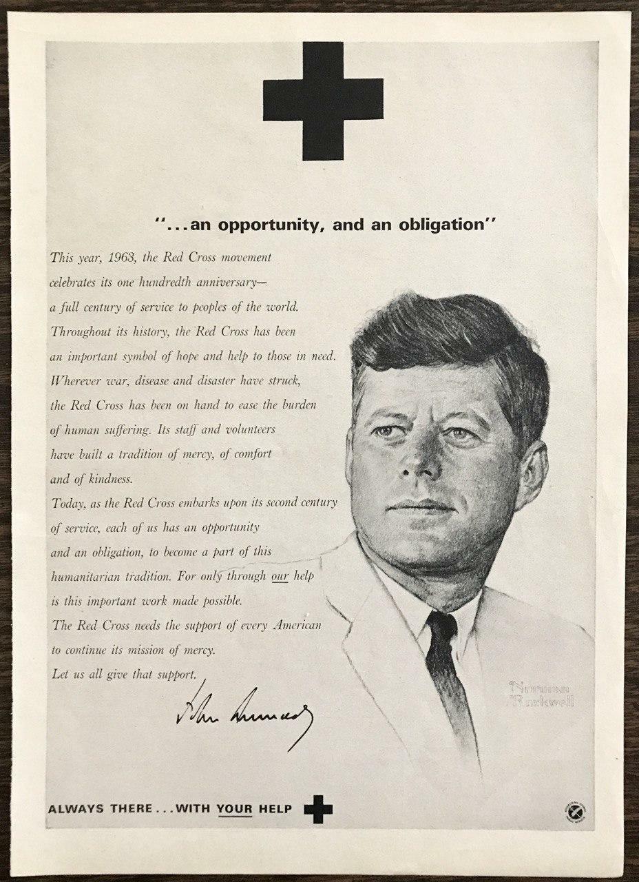 March 1963 Red Cross Print AD 100th Anniversary JFK Message Norman ...