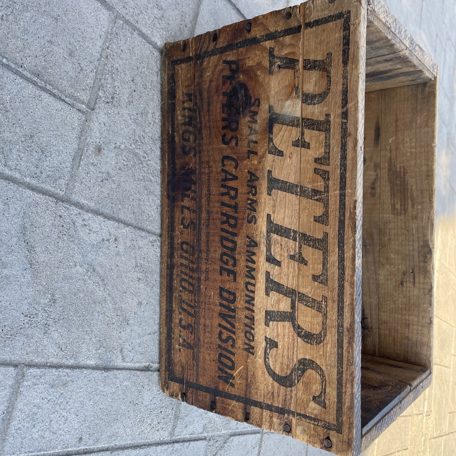 VINTAGE PETERS AMMO BOX REMINGTON ARMS COMPANY, INC SMALL ARMS WOOD ...