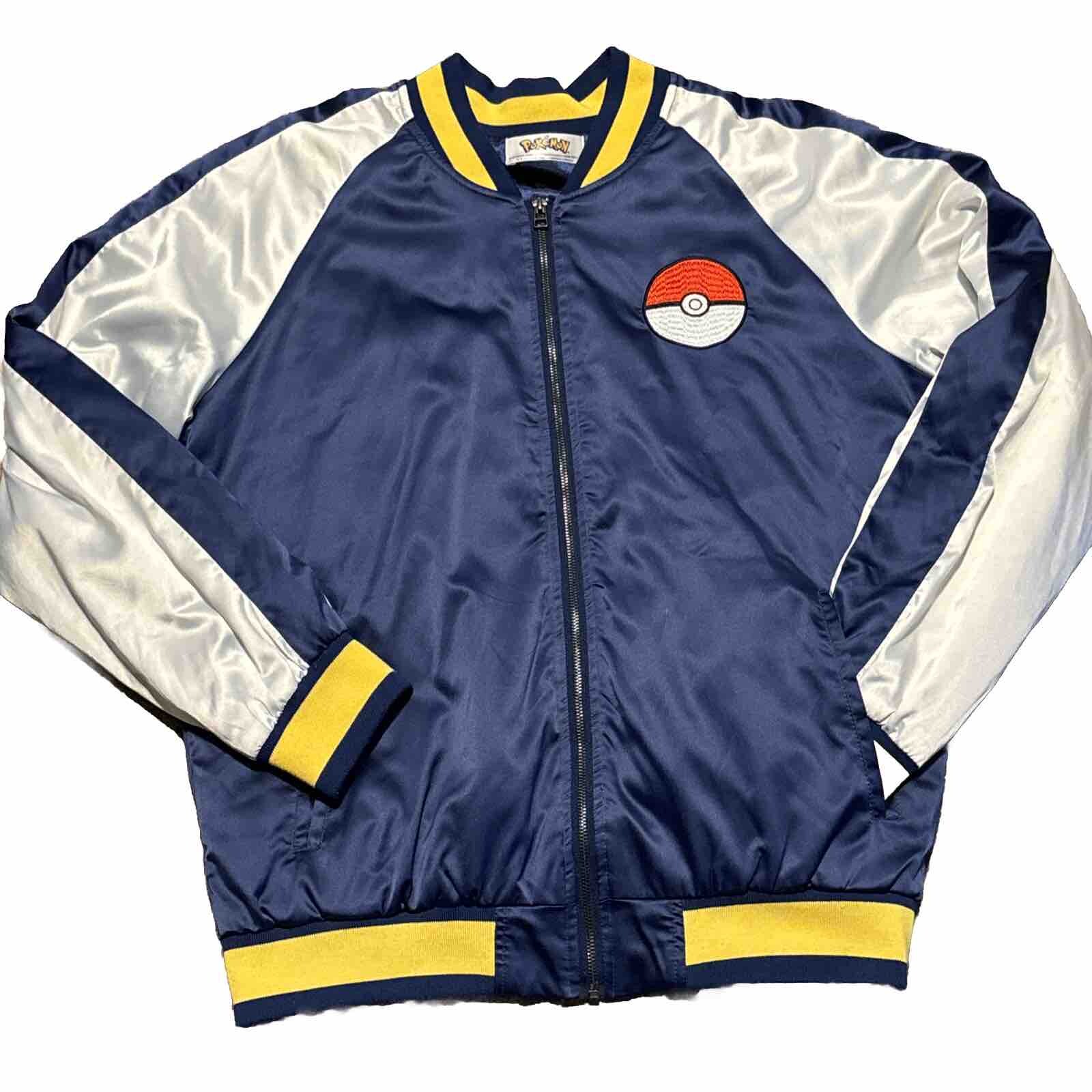 Pokemon Varsity Jacket Pikachu Pokeball Satin Lined Size L RARE ...