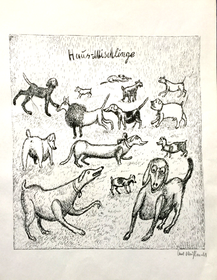 Kurt MÜHLENHAUPT House Mixed Breeds HAND-SIGNED, Lithograph, with Frame ...