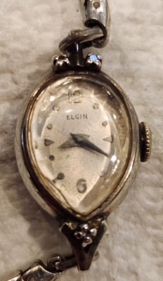 Vintage ladies Elgin Diamond wrist watch 10k Gold Filled Over Sterling ...