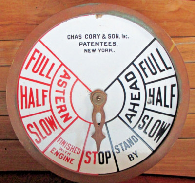 LARGE Chas Cory & Son NY Ship Engine Order Telegraph Bell Porcelain ...