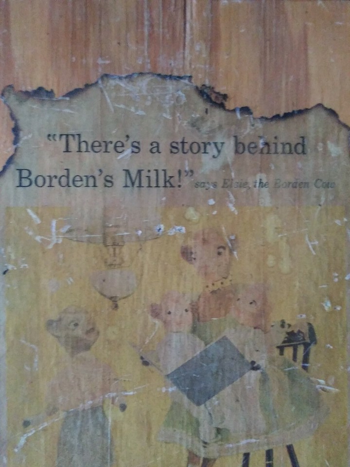 VINTAGE 1958 BORDENS MILK WOOD DAIRY ADVERTISEMENT GENERAL STORE SIGN ...