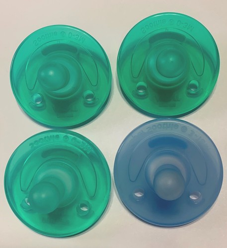 4 Philips Avent Super Soothie Pacifiers 0-18m Blue/Green Lot FREE ...