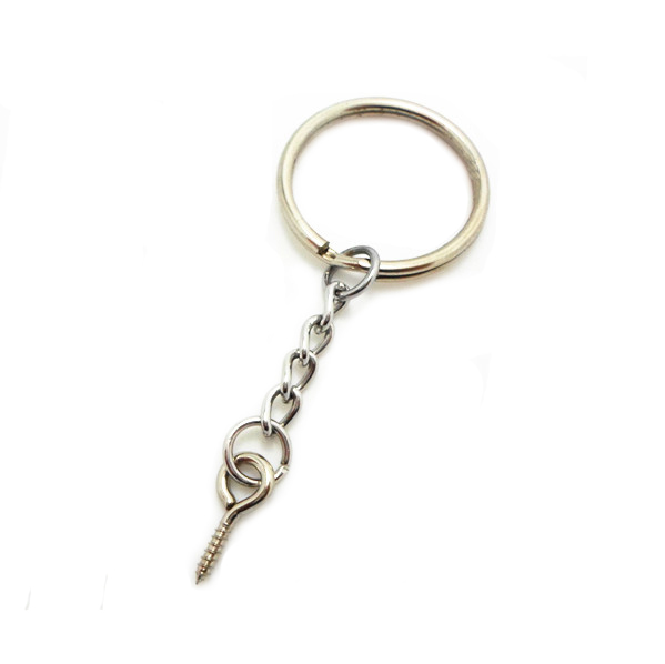 10 Pcs - Silver 24mm Split Key Ring Keychain With Extend Chain Eye ...