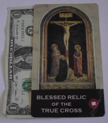 Religious prayer card Blessed relic cloth touched wood of the True ...