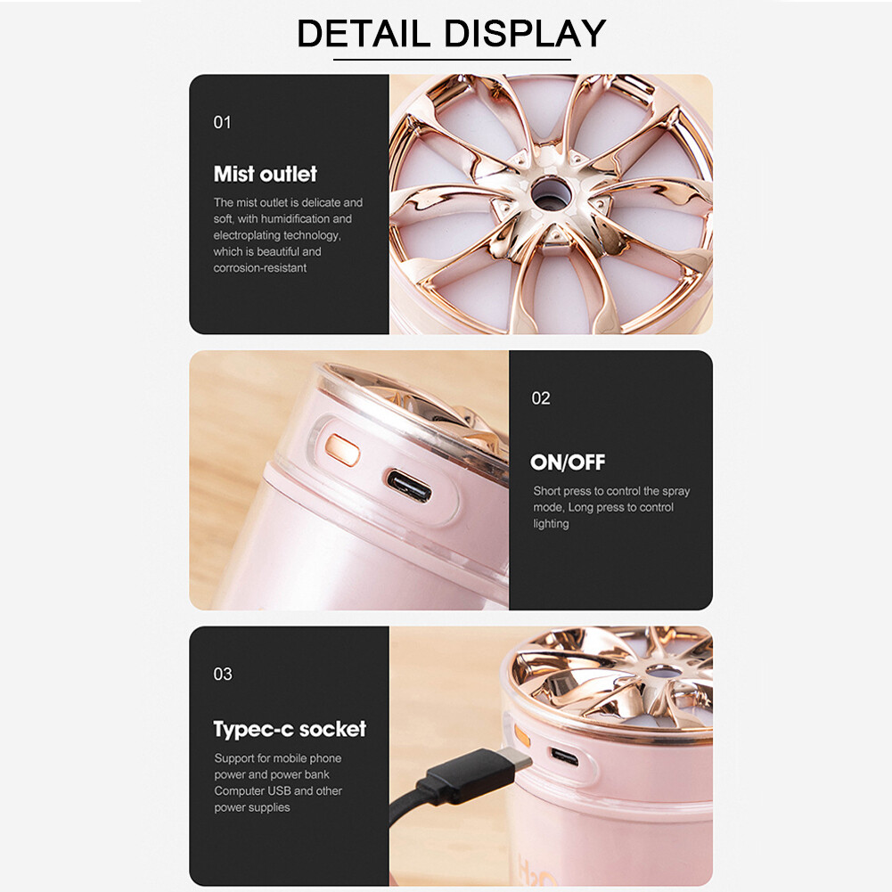 Car Air Humidifier Colorful Night Light 300ml Mini Mist Humidifier ...