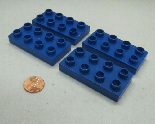 Lego Duplo 4 Thin 2X4 Classic Blue Bricks Blocks Building Block House ...