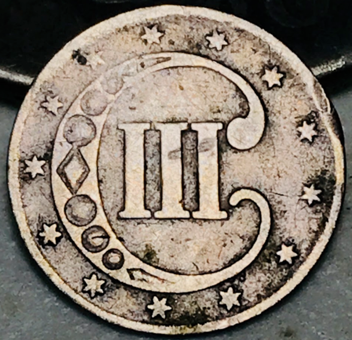 1851 Three Cent Silver Piece Trime 3c Type 1 Ungraded US Coin CC23911 ...