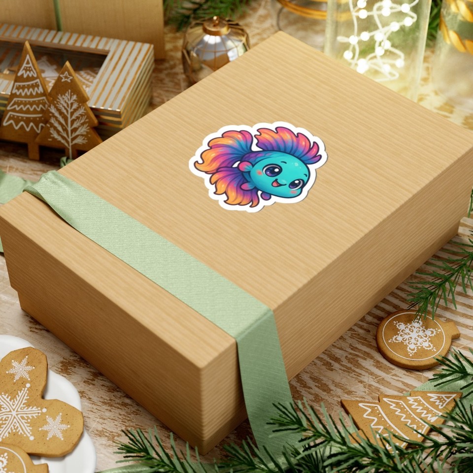Kawaii Betta Fish Sticker – Cute Chibi Vinyl Decal, Anime Beta Fish Art ...