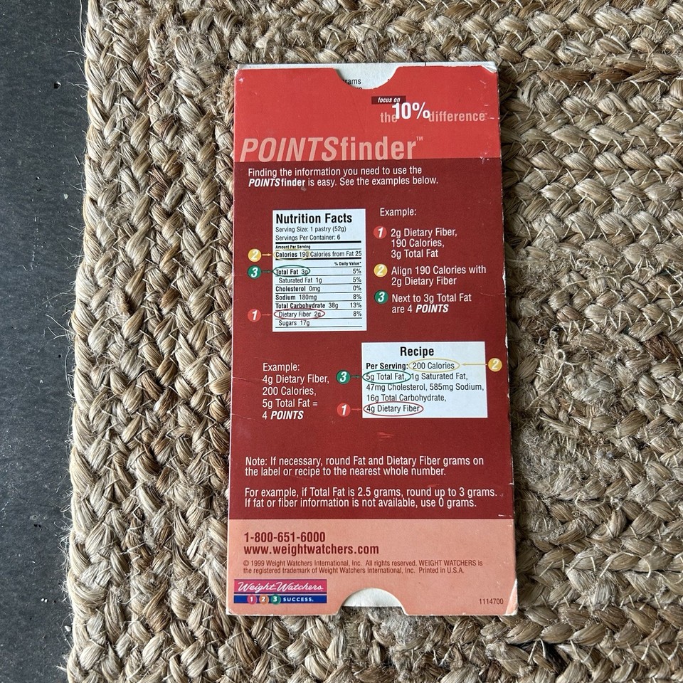 Weight Watchers 123 Success Points Finder Slider Calculator Card Red | eBay