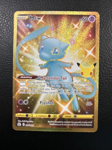 Mew Gold Secret Rare Card 025/025 2021 Pokemon Celebrations | eBay