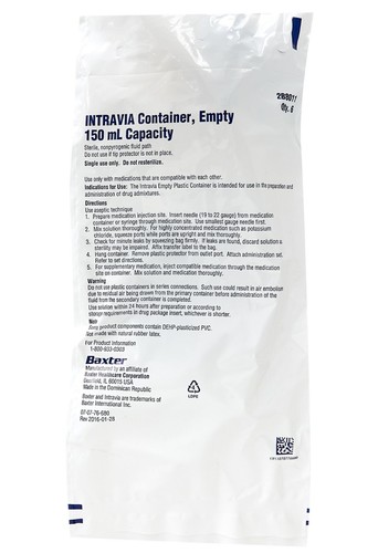 *48-Pieces* Baxter Intravia Container 150 mL Sterile 2B8011 | eBay