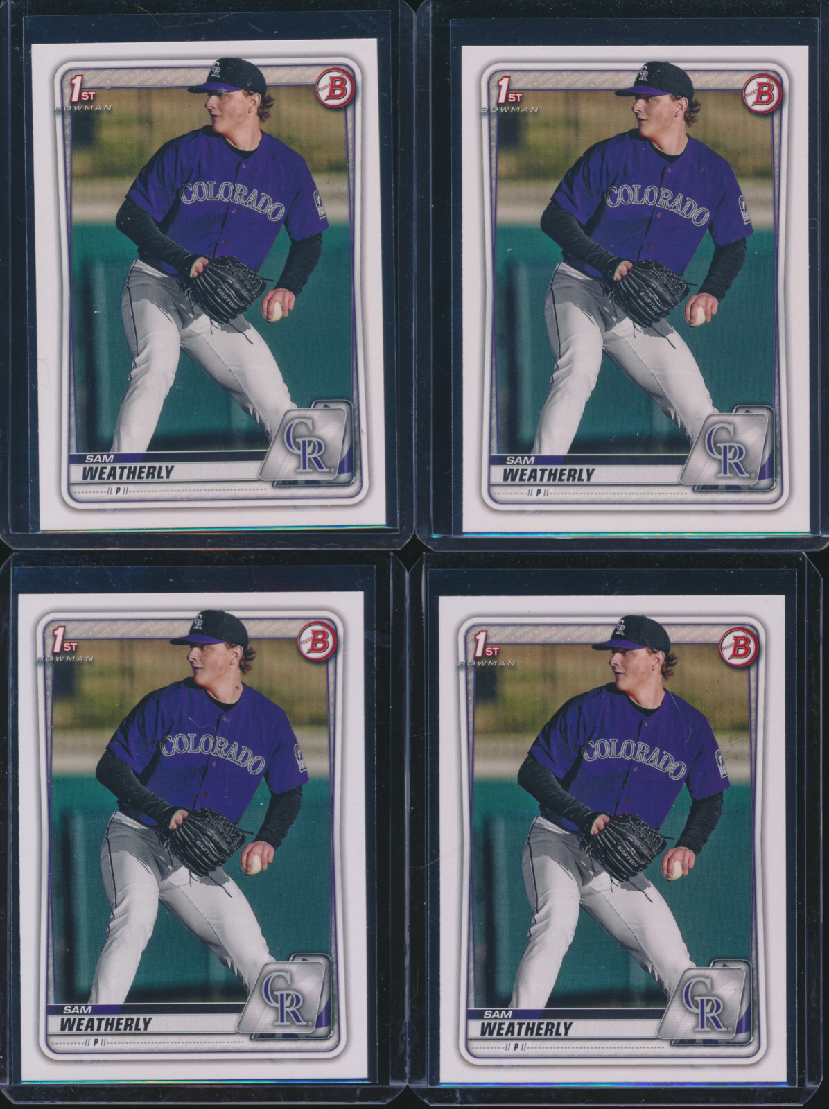 Lot of (4) SAM WEATHERLY 1st 2020 Bowman Draft Paper ROCKIES Rookie RC ...