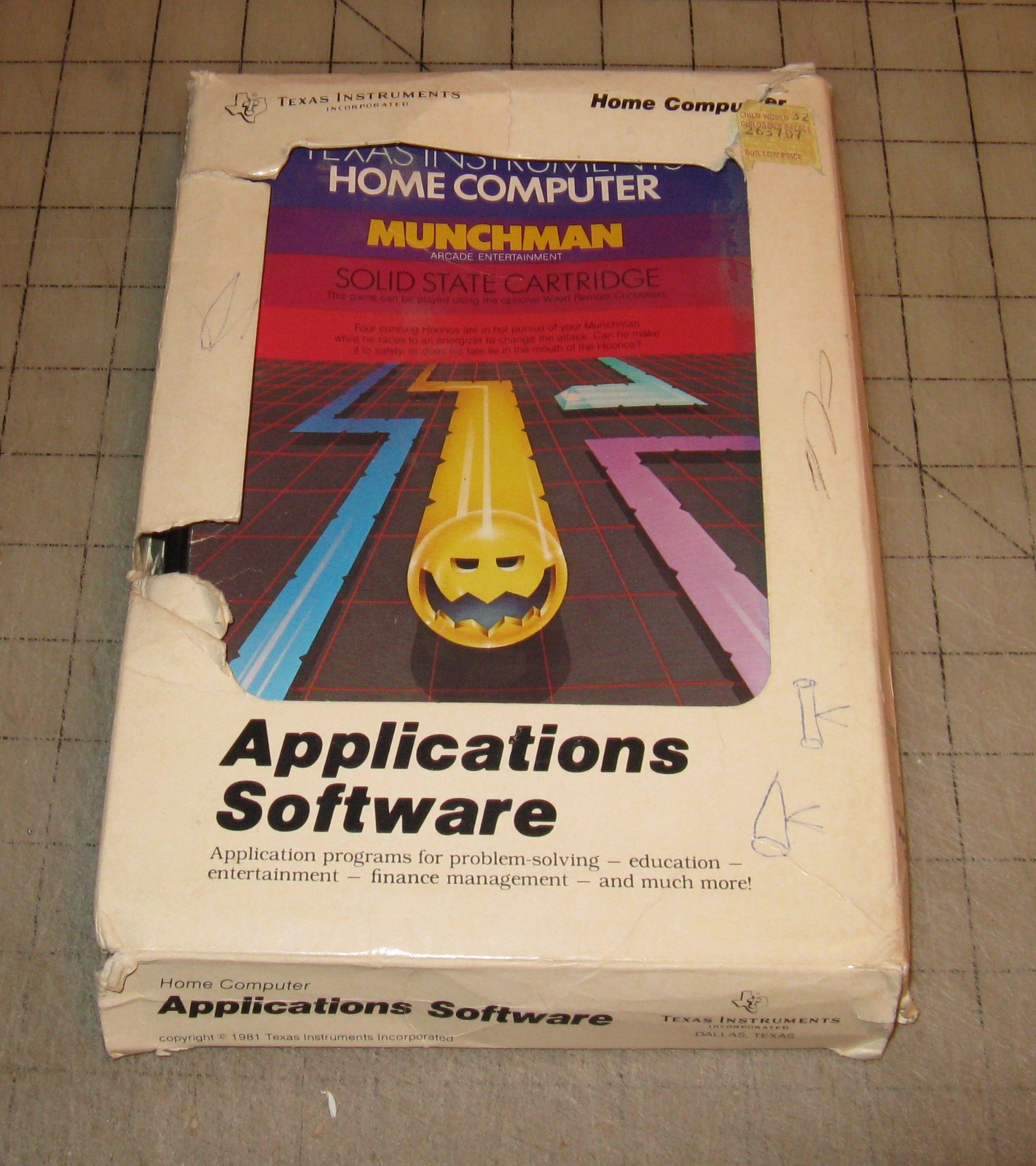 1981 MUNCHMAN Solid State Cartridge Texas Instruments Computer Game ...