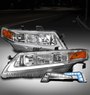 FOR 04-08 ACURA TSX CL9 LED PROJECTOR CHROME HEADLIGHT HEADLAMP +BLUE ...