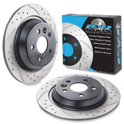 REAR DRILLED GROOVED 302mm BRAKE DISCS FOR FORD FOCUS MK2 2.5 ST 225 ...