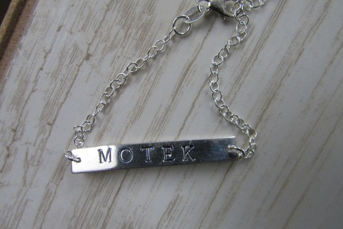 Motek Bracelet Handstamped Sterling Silver Bar Hebrew Word for Sweetie ...