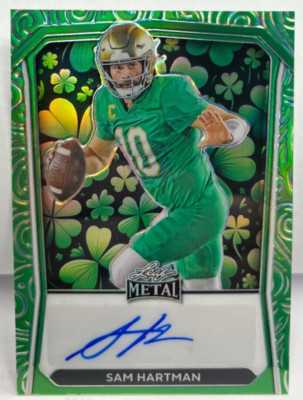 Sam Hartman 2024 Leaf Metal St. Patrick's Day 4 Clover RC Autograph ...