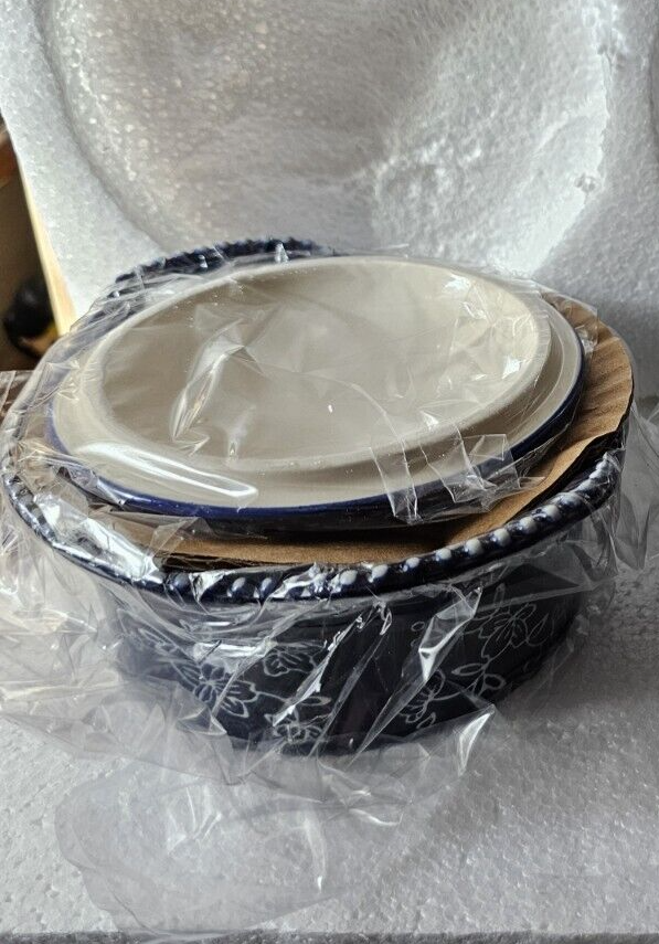 3pc Temptations Blue Floral Lace Lidded Soup and Sandwich Set - NEW ...