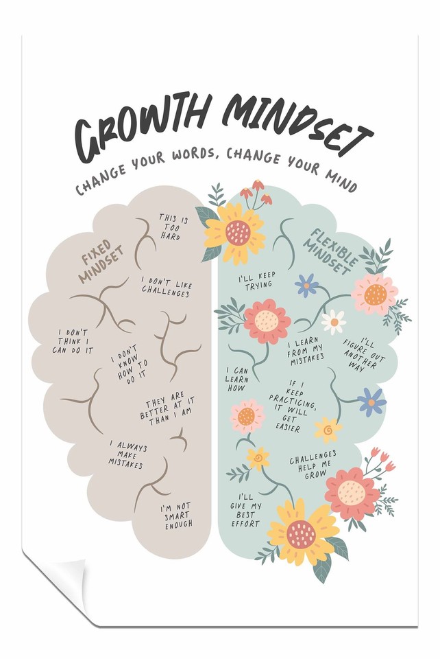 Growth Mindset 2.0 Framed Canvas Print, Pictures for Home Walls Decor ...