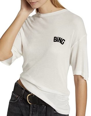 Anine Bing Louis Ribbed Logo Top Large | eBay