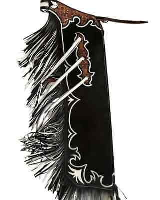 Hand-Tooled Leather Rodeo Chaps | Custom Western Chaps | Fringe Bull ...