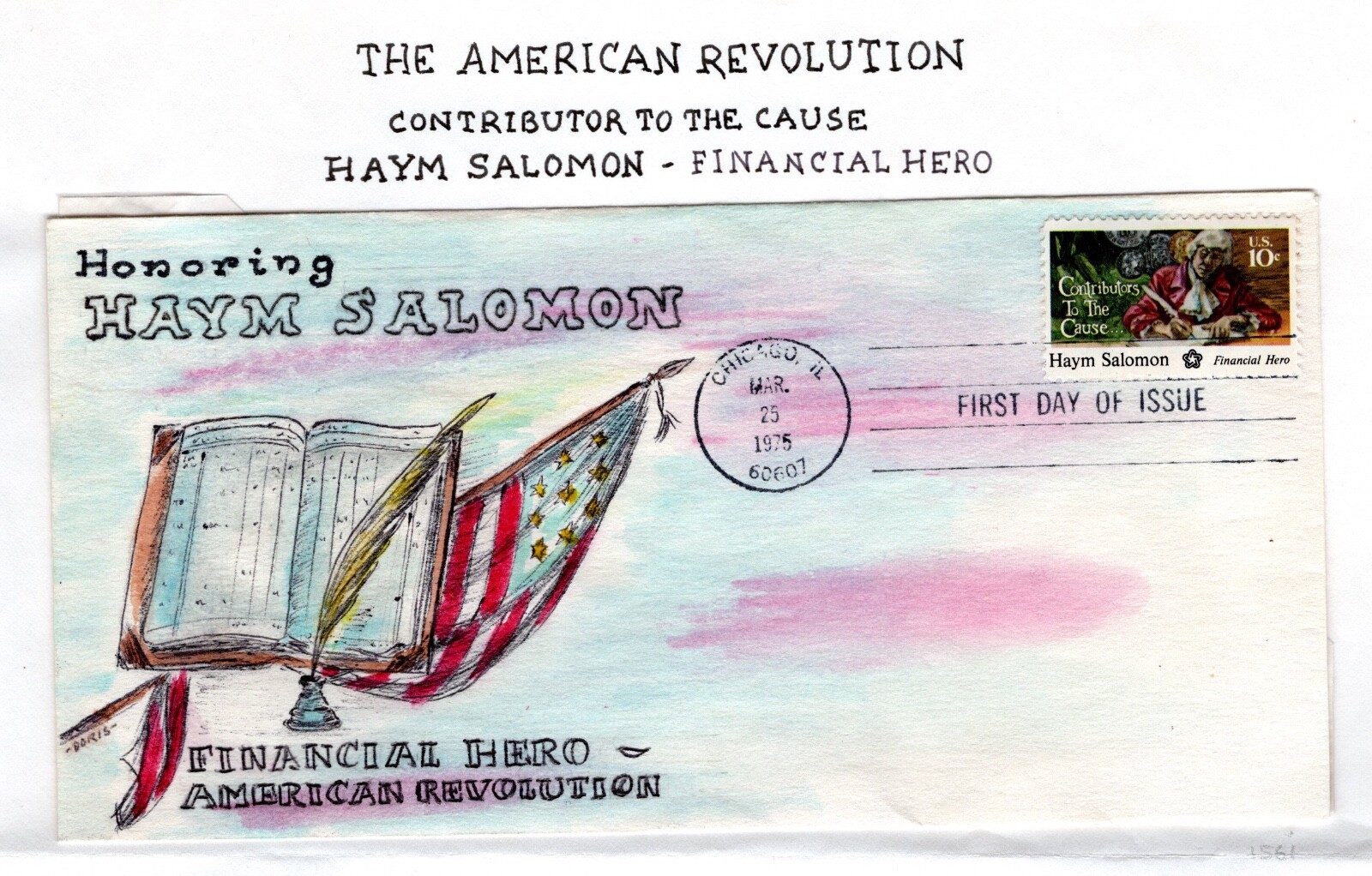 #1561 Haym Solomon 1975 FDC Doris Gold Hand-Painted 1/1 American ...