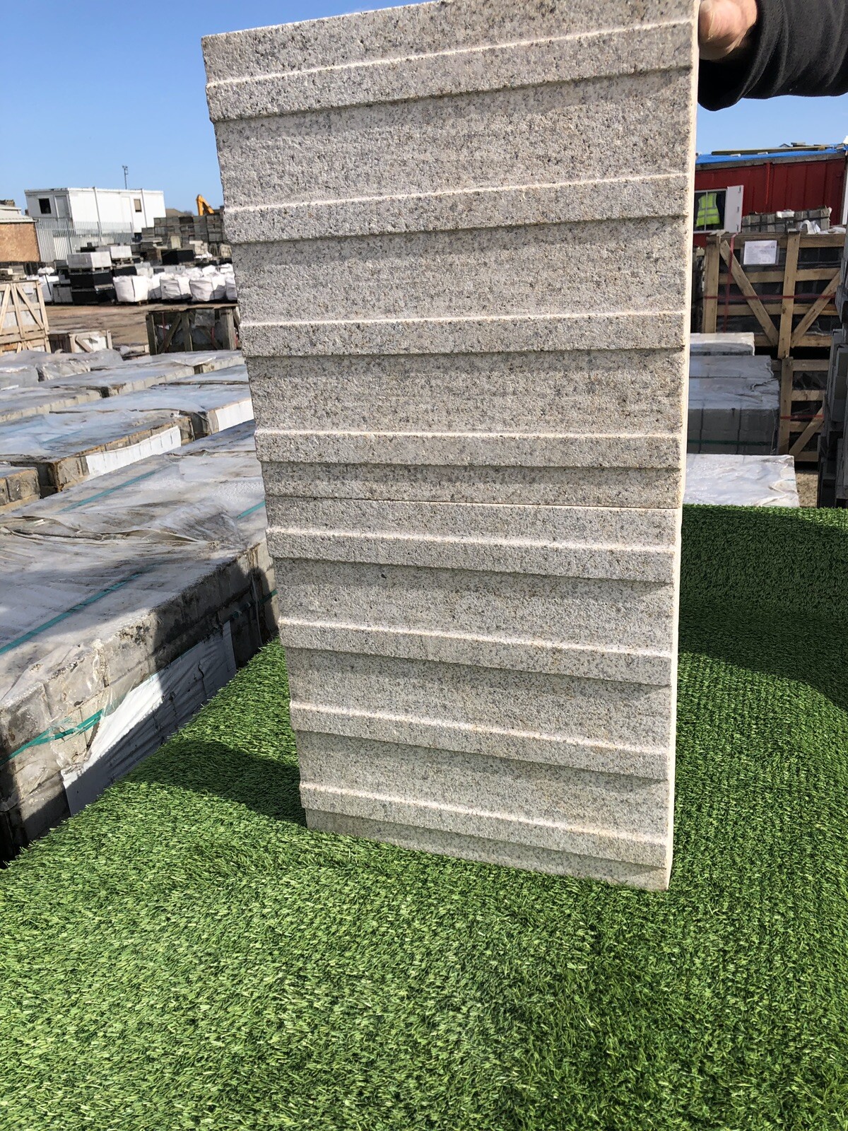 Ridged Oatmeal Granite Paving , Pond , Patio, Path Wall Cladding Rumble ...