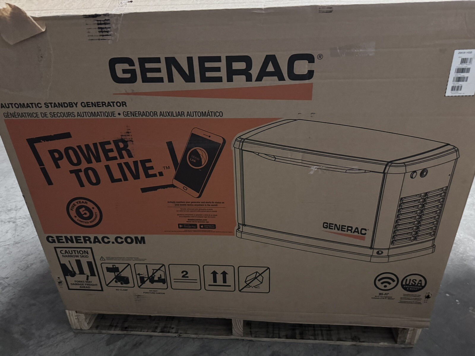 Generac 7290 26kW Guardian Home Backup Standby Generator 696471087307 ...