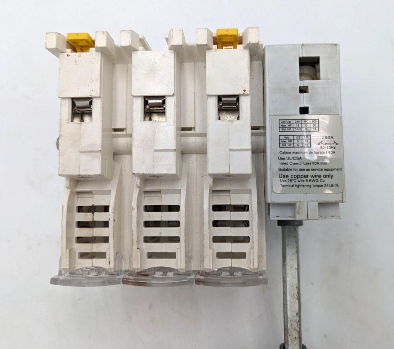 Cooper Bussmann Switch 60 Amp 600V Class J 100kA RDF60J-3-COMP w Handle ...