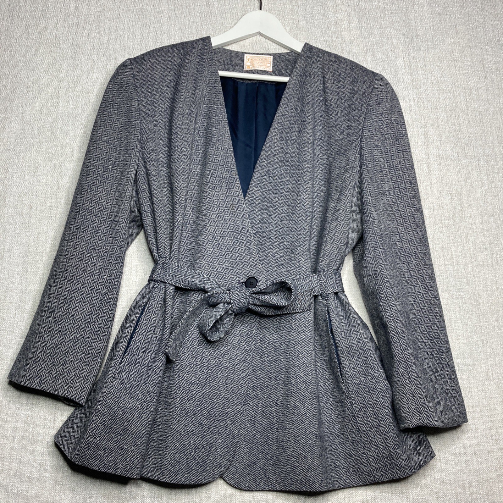Pendleton Wool Tweed Jacket Belted Overcoat Navy W16 … - Gem