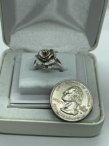 Vintage Blooming Rose Sterling Ring Size 5 3/4 Marked Silver | eBay