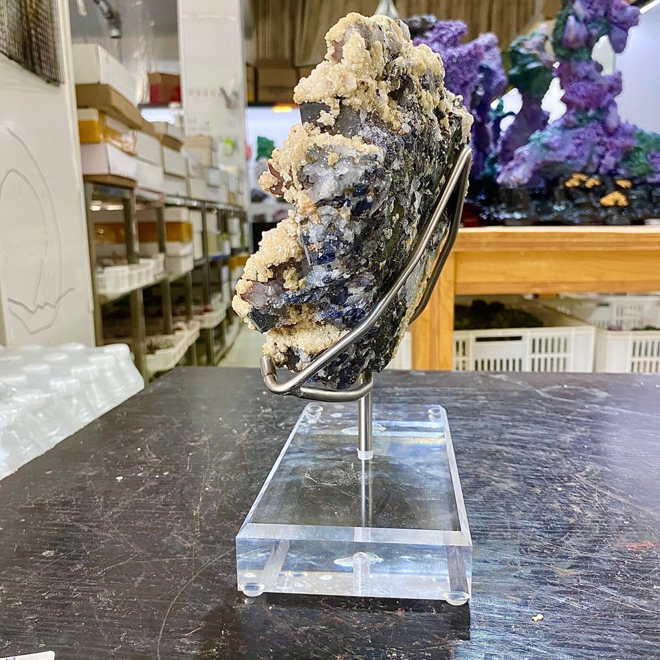 8.46LB High quality red crystal, white marble, iron zinc sulfide ...