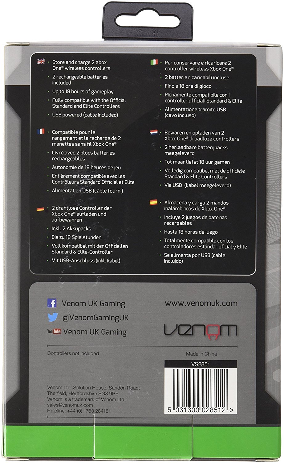 Venom Xbox One Twin Charging Cradle Battery Packs Wireless Controllers ...