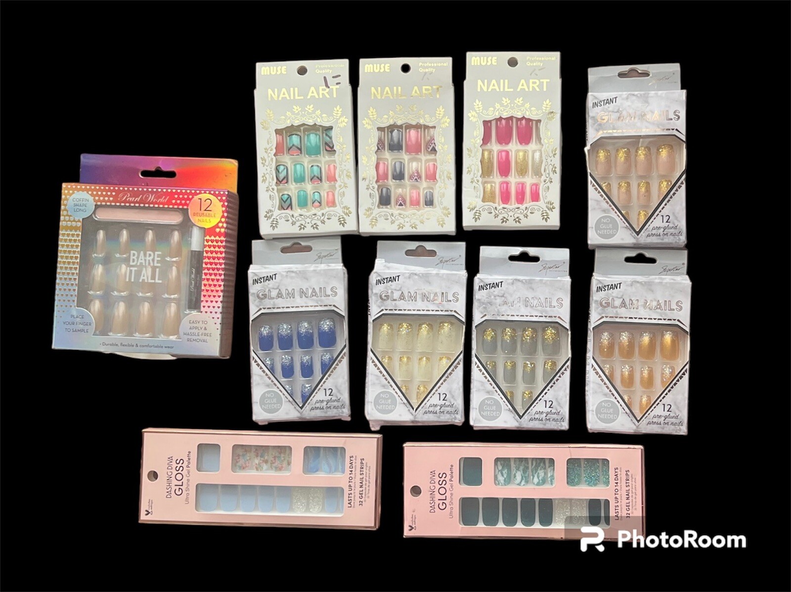 Fake Nail Bundle (11 sets) Gel palette/ Glam Nails/ Muse Nail Art ...